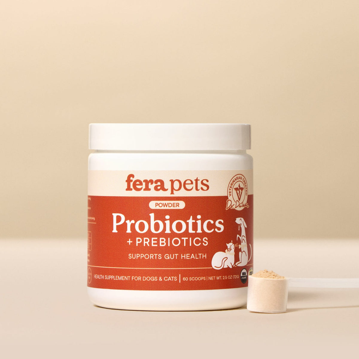 Fera Pet USDA Organic Probiotics with Prebiotics For Cats + Dogs ...
