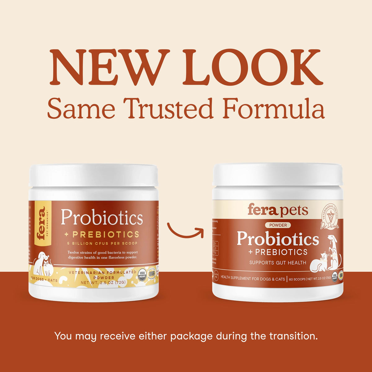 Fera Pet USDA Organic Probiotics with Prebiotics For Cats + Dogs ...