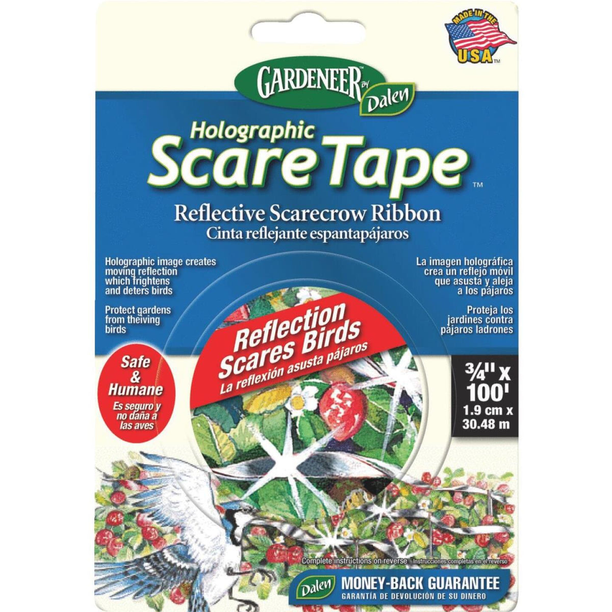 Gardeneer Holographic Scare Tape 3/4 In. W. x 100 Ft. L. Bird Deterrent ...